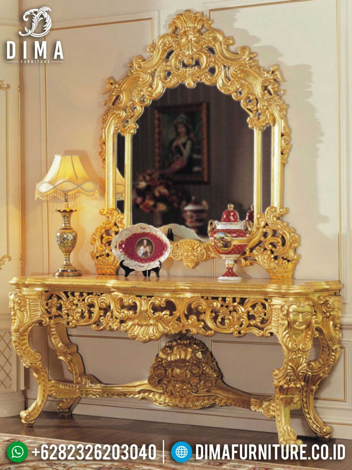 Jual 1 Set Meja Konsol Mewah Jepara Model Terbaru Duco Emas DF-0627 ...