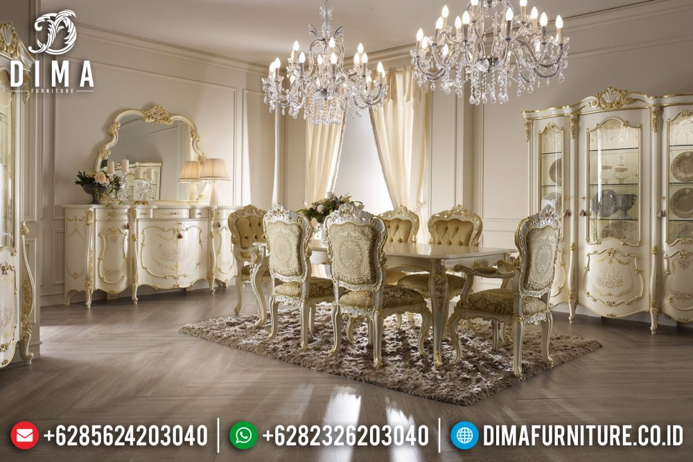 Set Meja Makan Mewah Pomyslow Mebel Jepara Model Terbaru DF-0729 – WA ...