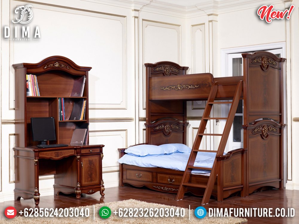 Set Kamar Anak Dipan Tingkat Klasik Natural Jati DF-1052