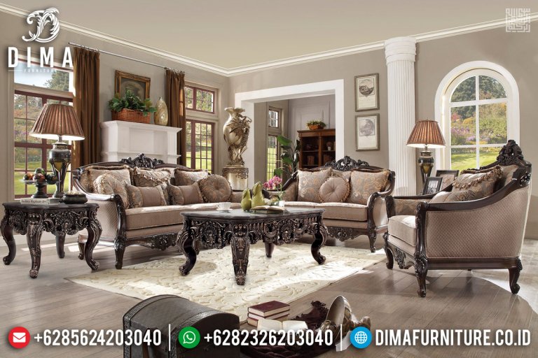 New desain 2020 sofa tamu mewah java natural jati jepara DF-1129