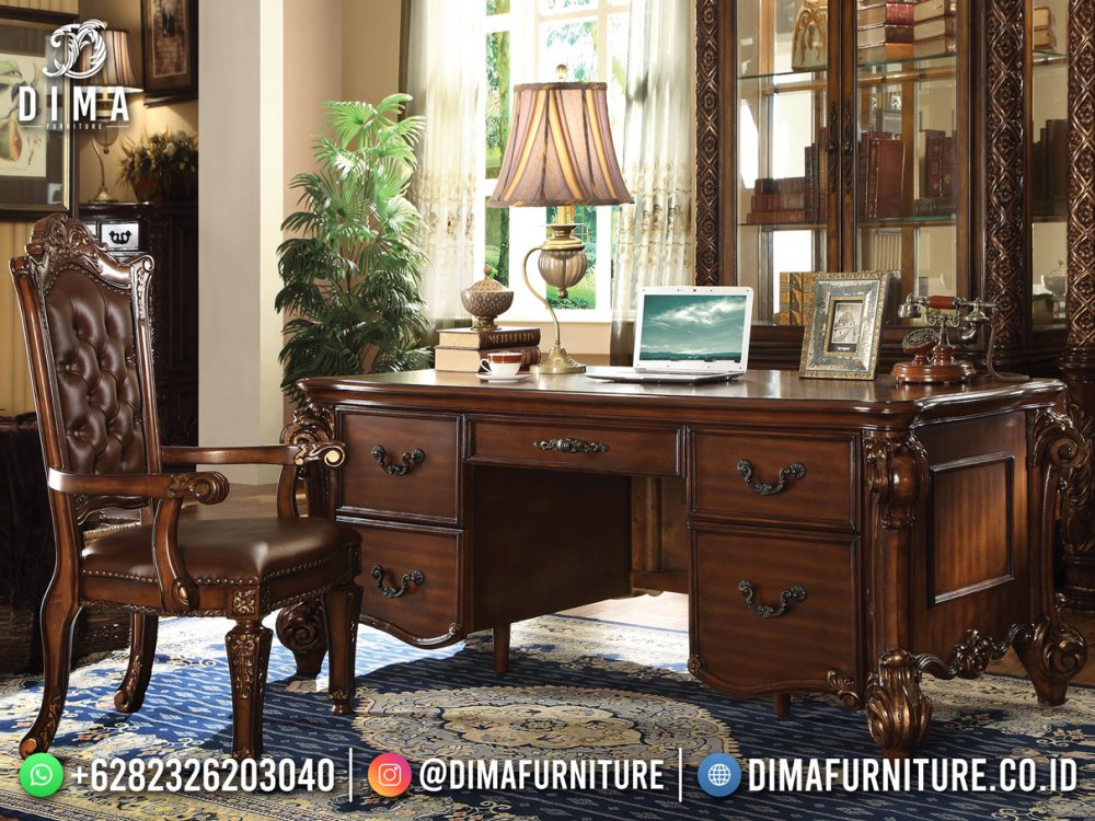 Best Quality Meja Kantor Terbaru Jati Natural Classic Furniture DF-1790
