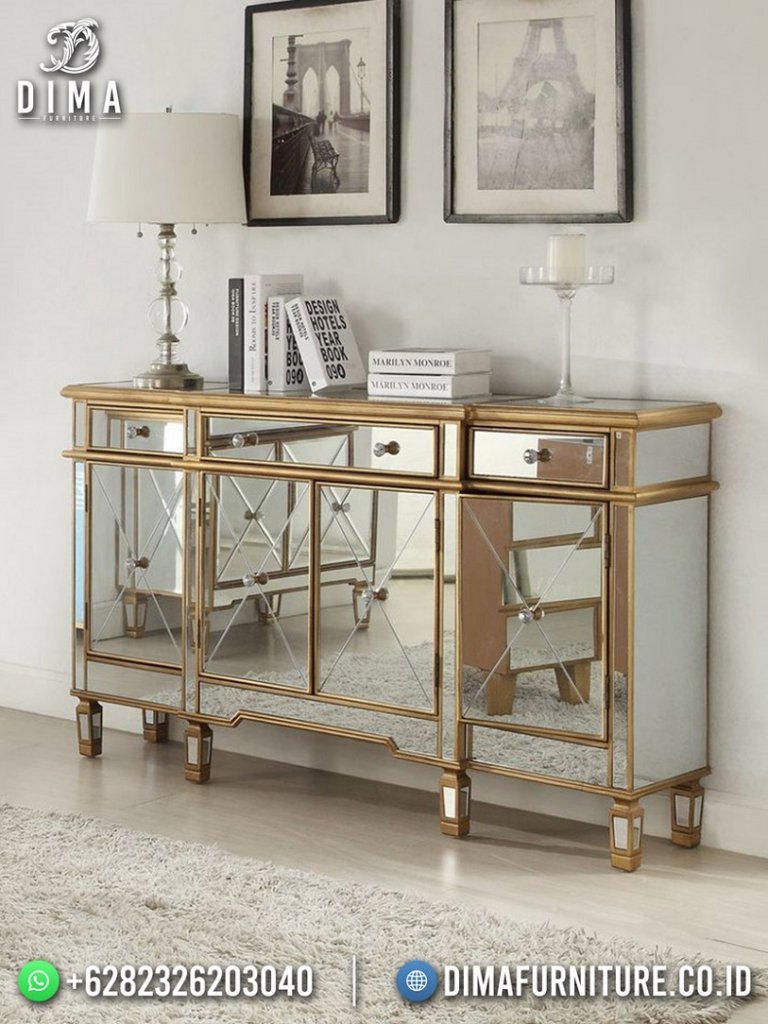 Luxury Gold Set Meja Konsol Cermin Hias Mewah Ukiran Jepara DF-1225